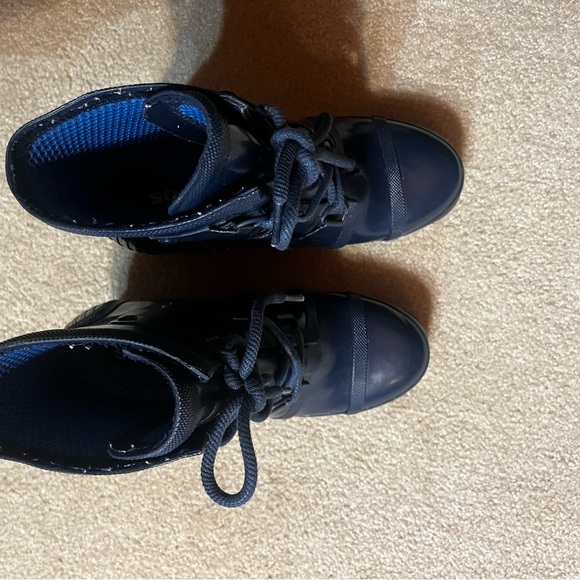 Sorel | Shoes | Sorel Joan Of Arctic Navy Blue Waterproof Wedge Boots ...